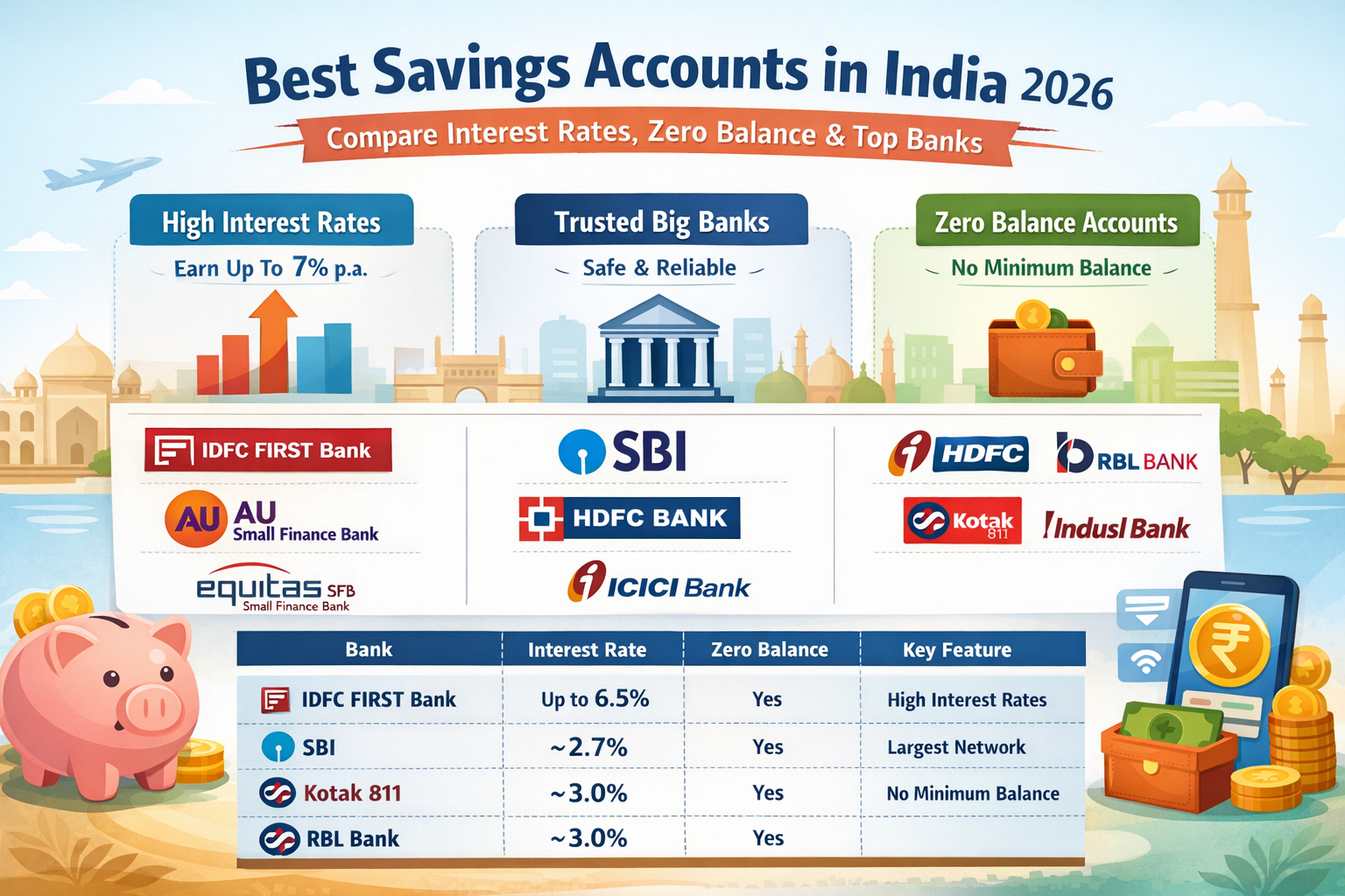 Best Savings Account in India: Compare Interest Rates, Zero Balance ...