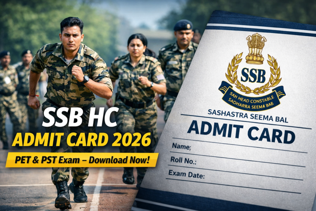 SSB HC Admit Card 2026 Released for PET/PST at ssb.gov.in – Download ...