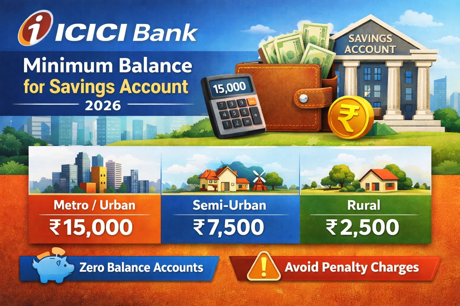 ICICI Bank Minimum Balance for Savings Account 2026