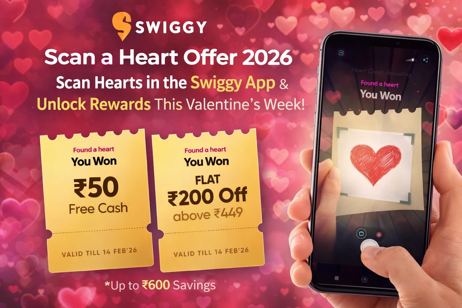 Swiggy Scan a Heart Offer 2026: Win ₹200 Off & ₹50 Cash